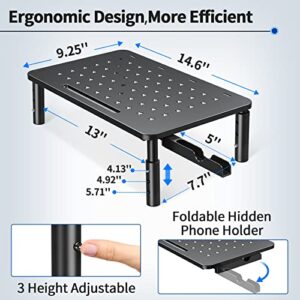 Zimilar 2 Pack Monitor Stand Riser, 3 Height Adjustable Monitor Stand with Unique Star Mesh for Computer, Laptop, Printer, Notebook, iMac, Premium Metal Monitor Risers for 2 Monitors