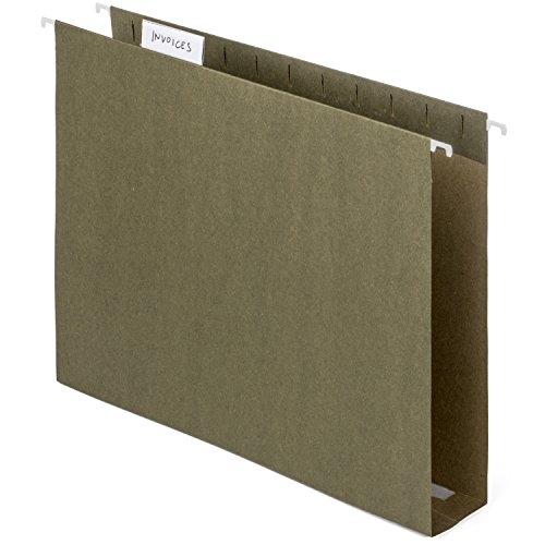 Blue Summit Supplies Extra Capacity Hanging File Folders, 25 Reinforced Hang Folders, Heavy Duty 2 Inch Expansion, Designed for Bulky Files and Charts, Letter Size, Standard Green, 25 Pack