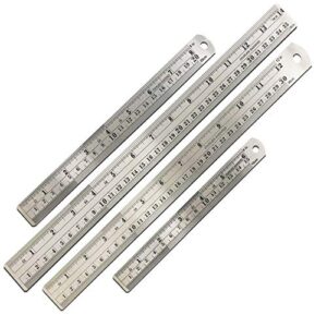 mr. pen steel rulers, 6, 8, 12, 14 inch metal rulers, pack of 4