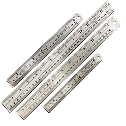 Mr. Pen Steel Rulers, 6, 8, 12, 14 inch Metal Rulers, Pack of 4