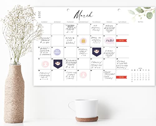 Aesthetic 2023 Modern Greenery Desk Calendar - Runs Until July 2024 - 17"x11" Desktop/Wall Calendar for Easy Organizing