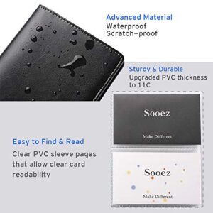 Sooez Leather Business Card Book Holder, Professional Business Cards Book Organizer, 240 Card Capacity PU Name Card Credit Cards Book Holder Booklet (Black)