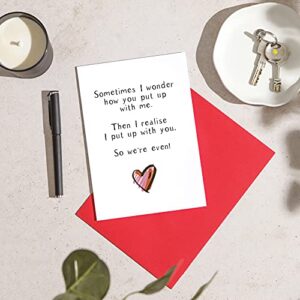 We Put up with Each Other! Funny Anniversary Card - Wedding Anniversary Card - Birthday Cards for Him - Birthday Cards for her - Witty Card for Husband - Banter Card for Wife Anniversary Card - A5