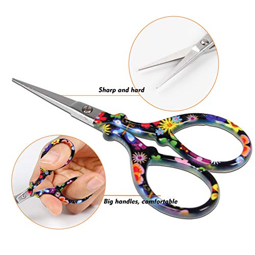 Hisuper Sewing scissors sharp scissors Embroidery Scissors Crafting Threading Scissors with Leather Scissors Cover for Needlework Craft Art Work Manual Sewing Handicraft DIY Tool