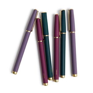 U Brands Soft Touch Catalina Felt Tip Pens, 0.7mm Emerald, Maroon and Purple Barrels, Black Ink, 6 Count (4520A04-24)