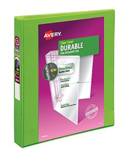 avery durable view 3 ring binder, 1 inch slant rings, 1 green binder (17832)