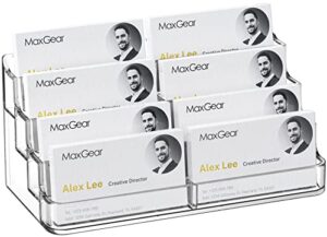 maxgear acrylic business card holder for desk multiple business card holders, business card stand business card display holder, clear plastic business card holder display office, 8 pocket