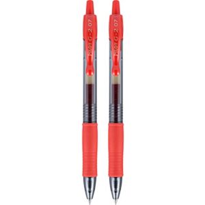 PILOT G2 Premium Refillable & Retractable Rolling Ball Gel Pens, Fine Point, Red Ink, 2 Count (Pack of 1)