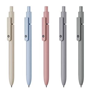 eeoyu 5pcs gel pens quick dry ink pens fine point retractable roller ball pens black ink smooth writing pens, cute pens, aesthetic pens for school office home diary pens