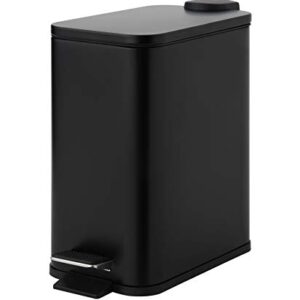 SunnyPoint 5 Liter / 1.32 Gallon Trash Can with Plastic Inner Buckets; Rectangle Bathroom, Office, Kitchen, and Bedroom Step On and Slow Close