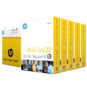 hp printer paper | 8.5x 11 paper | all-in-one 22 lb | 5 ream case – 2,500 sheets | 96 bright| made in usa – fsc certified | 207000c