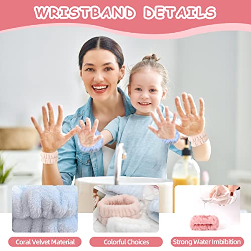 8Pcs Face Wash Wristbands Wrist Towels Bands for Washing Face Microfiber Wrist Spa Wristbands Absorbent Face Whishing Wristbands for Women Girls Prevent Water Spilling Down from Your Arms