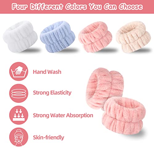 8Pcs Face Wash Wristbands Wrist Towels Bands for Washing Face Microfiber Wrist Spa Wristbands Absorbent Face Whishing Wristbands for Women Girls Prevent Water Spilling Down from Your Arms