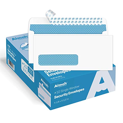 500 #10 Single Left Window SELF Seal Security Envelopes - Super Strong Quick-Seal Self Sealing Closure, Security Tinted, Size 4-1/8 x 9-1/2 Inches, 24 LB - 500 Count (35210)