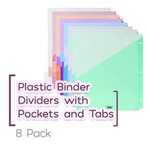 Mr. Pen- Binder Dividers with Pockets and Tabs, 8 Pack, Pocket Dividers for 3 Ring Binder with Tabs, Binder Dividers with Pockets, Dividers with Pockets, Binder Divider, Plastic Dividers with Pockets