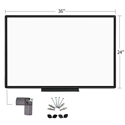 VIZ-PRO Magnetic Dry Erase White Board, 36 X 24 Inches, Black Aluminium Frame