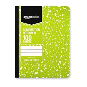 Amazon Basics College Ruled Composition Notebook, 100 Sheet, Assorted Marble Colors, 4-Pack