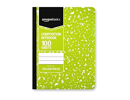 Amazon Basics College Ruled Composition Notebook, 100 Sheet, Assorted Marble Colors, 4-Pack