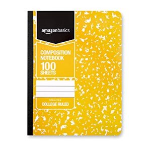 Amazon Basics College Ruled Composition Notebook, 100 Sheet, Assorted Marble Colors, 4-Pack