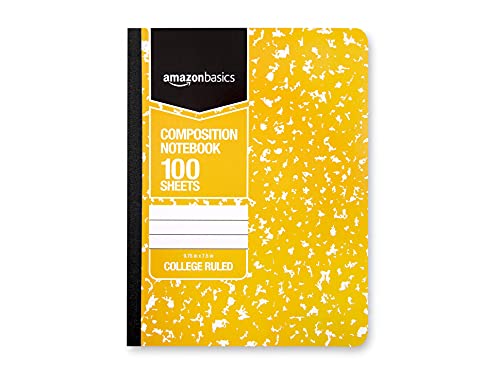 Amazon Basics College Ruled Composition Notebook, 100 Sheet, Assorted Marble Colors, 4-Pack