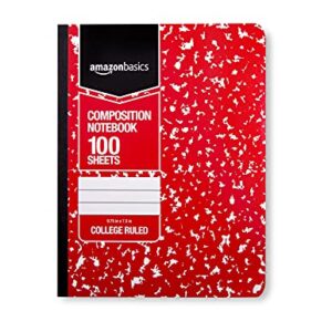 Amazon Basics College Ruled Composition Notebook, 100 Sheet, Assorted Marble Colors, 4-Pack