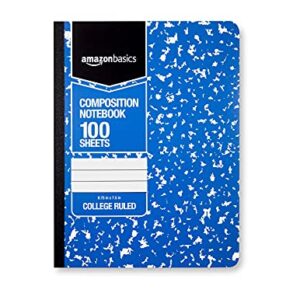 Amazon Basics College Ruled Composition Notebook, 100 Sheet, Assorted Marble Colors, 4-Pack