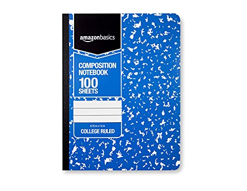 Amazon Basics College Ruled Composition Notebook, 100 Sheet, Assorted Marble Colors, 4-Pack