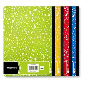 Amazon Basics College Ruled Composition Notebook, 100 Sheet, Assorted Marble Colors, 4-Pack