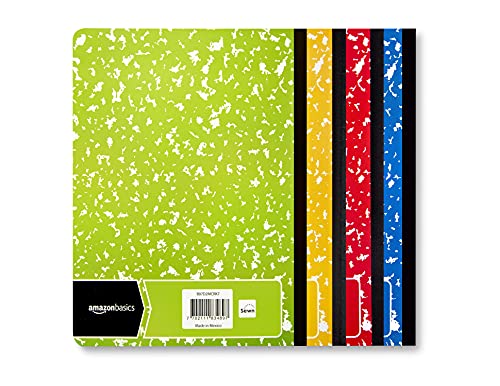 Amazon Basics College Ruled Composition Notebook, 100 Sheet, Assorted Marble Colors, 4-Pack