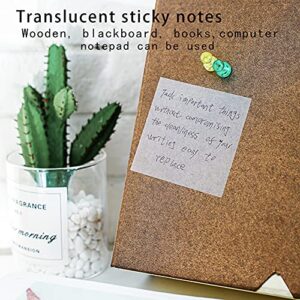 Transparent Sticky Note Pads - 500 Pcs Waterproof Self-Adhesive Pad，Translucent Sticky Notes Suitable for Reading、Studying、 Home、Office、School，Sticks Securely，Removes Cleanly (3x3in)