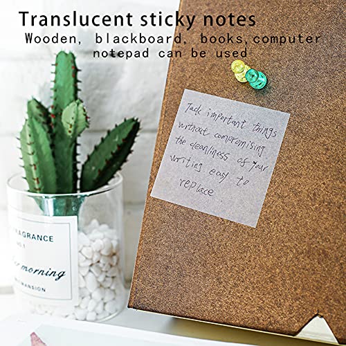 Transparent Sticky Note Pads - 500 Pcs Waterproof Self-Adhesive Pad，Translucent Sticky Notes Suitable for Reading、Studying、 Home、Office、School，Sticks Securely，Removes Cleanly (3x3in)