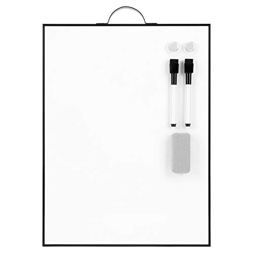 Small Dry Erase White Board - 16" X 12" Portable Aluminum Frame Mini Whiteboard with Holder Magnetic Board for Kids to Do List Notepad for Office, Home, Kitchen, School.