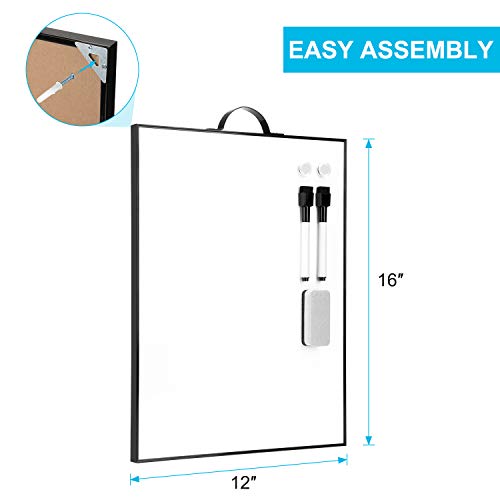 Small Dry Erase White Board - 16" X 12" Portable Aluminum Frame Mini Whiteboard with Holder Magnetic Board for Kids to Do List Notepad for Office, Home, Kitchen, School.