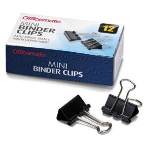 Officemate Mini Binder Clips, Black, 144 Pack (12 Boxes of 1 Dozen Each) (99010)