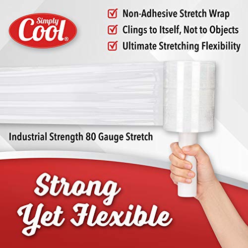 2 Pack Industrial Strength Mini Hand Stretch Wrap 5" 1000 Ft Roll 80 Gauge Thick Clear Cling Plastic Moving Supplies Durable Self-Adhering Packing Pallet Furniture Heavy Duty Shrink Film