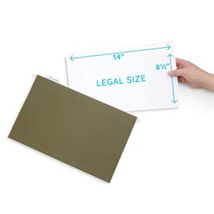 Blue Summit Supplies 50 Legal Size Hanging File Folders, 1/5 Cut Adjustable Tabs, Legal Size, 5 Tab Locations, Designed for Legal and Law Office File Organization, Standard Green, 50 Pack, Legal Size