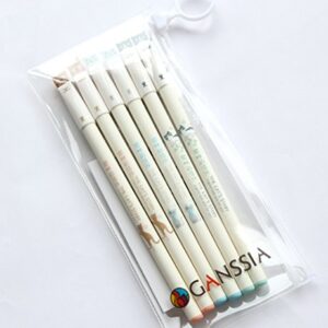 GANSSIA Colorful Cats Design 0.38mm Gel Pens Black Ink Pen Pack of 6 PCS