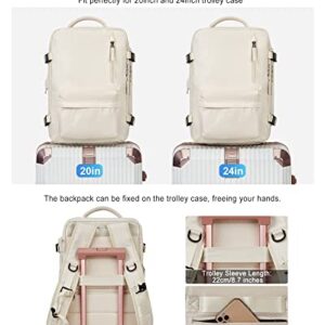 VGCUB Carry on Backpack,Large Travel Backpack for Women Men Airline Approved Gym Backpack Waterproof Business Laptop Daypack,Beige