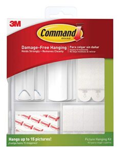 command picture hanging kit, various sized picture hanging hooks and strips to hang up to 15 pictures, indoor use, decorate damage-free