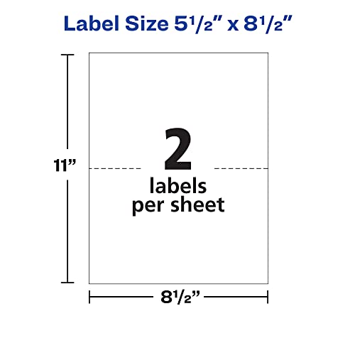 Avery 5126 Shipping Address Labels, Laser Printers, 200 Labels, Half Sheet Labels, Permanent Adhesive, TrueBlock, White