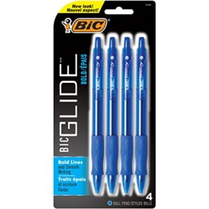 bic vlgbp41-blu velocity bold retractable ball pen, bold point (1.6mm), blue, 4-count