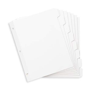 blue summit supplies 3 ring binder dividers with reinforced edge, 1/8 cut tabs, letter size, 3 hole punch section index dividers for binders, white, 96 pack