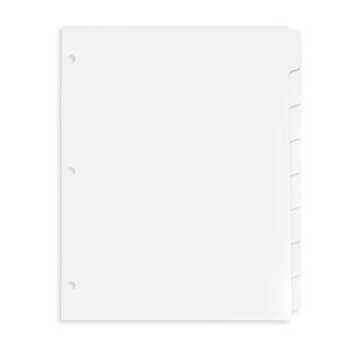 Blue Summit Supplies 3 Ring Binder Dividers with Reinforced Edge, 1/8 Cut Tabs, Letter Size, 3 Hole Punch Section Index Dividers for Binders, White, 96 Pack