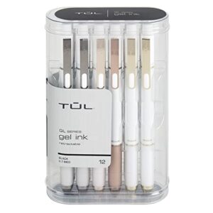 tul® gl series retractable gel pens, medium point, 0.7 mm, pearl white barrel, black ink, pack of 12 pens