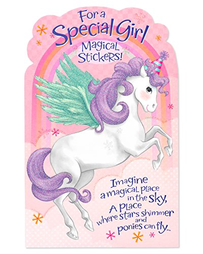 American Greetings Birthday Card for Girl (Pegasus with Stickers)