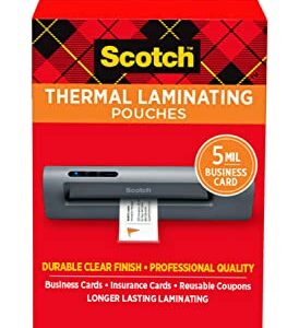 Scotch Thermal Laminating Pouches, 5 Mil Thick for Extra Protection, 2.32 x 3.70-Inches, Business Card Size, 100-Pack (TP5851-100)