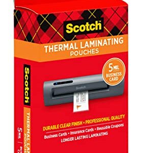 Scotch Thermal Laminating Pouches, 5 Mil Thick for Extra Protection, 2.32 x 3.70-Inches, Business Card Size, 100-Pack (TP5851-100)