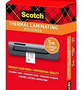 Scotch Thermal Laminating Pouches, 5 Mil Thick for Extra Protection, 2.32 x 3.70-Inches, Business Card Size, 100-Pack (TP5851-100)