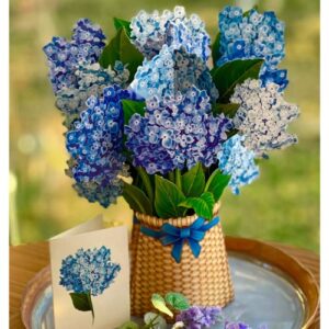 Freshcut Paper Pop Up Cards, Nantucket Hydrangeas, 12 inch Life Sized Forever Flower Bouquet 3D Popup Greeting Cards with Blank Note Card and Envelope