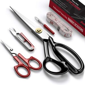 fabric scissors tailor sewing shears – 9 inch heady duty scissors for fabric cutting professional ultra sharp cloth tailor scissors multipurpose utility dressmaker leather titanium scissors (9inch)